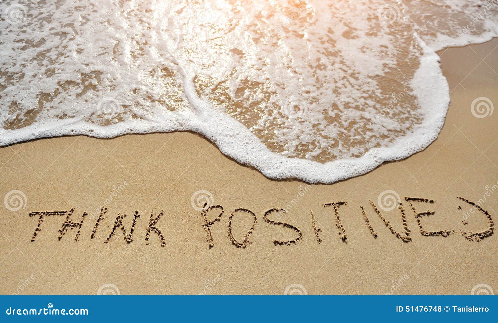 Think Positive Written on Sand Beach - Positive Thinking Concept Stock ...