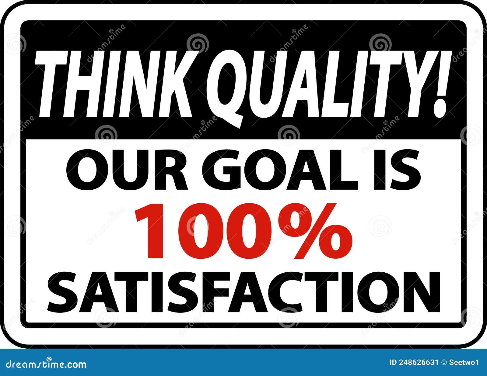 Think Quality Our Goal is 100 Satisfaction Sign Stock Vector ...