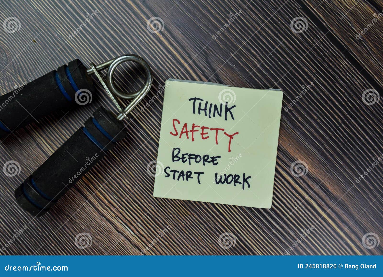 Think Safety before Start Work Write on Sticky Notes Isolated on Wooden ...