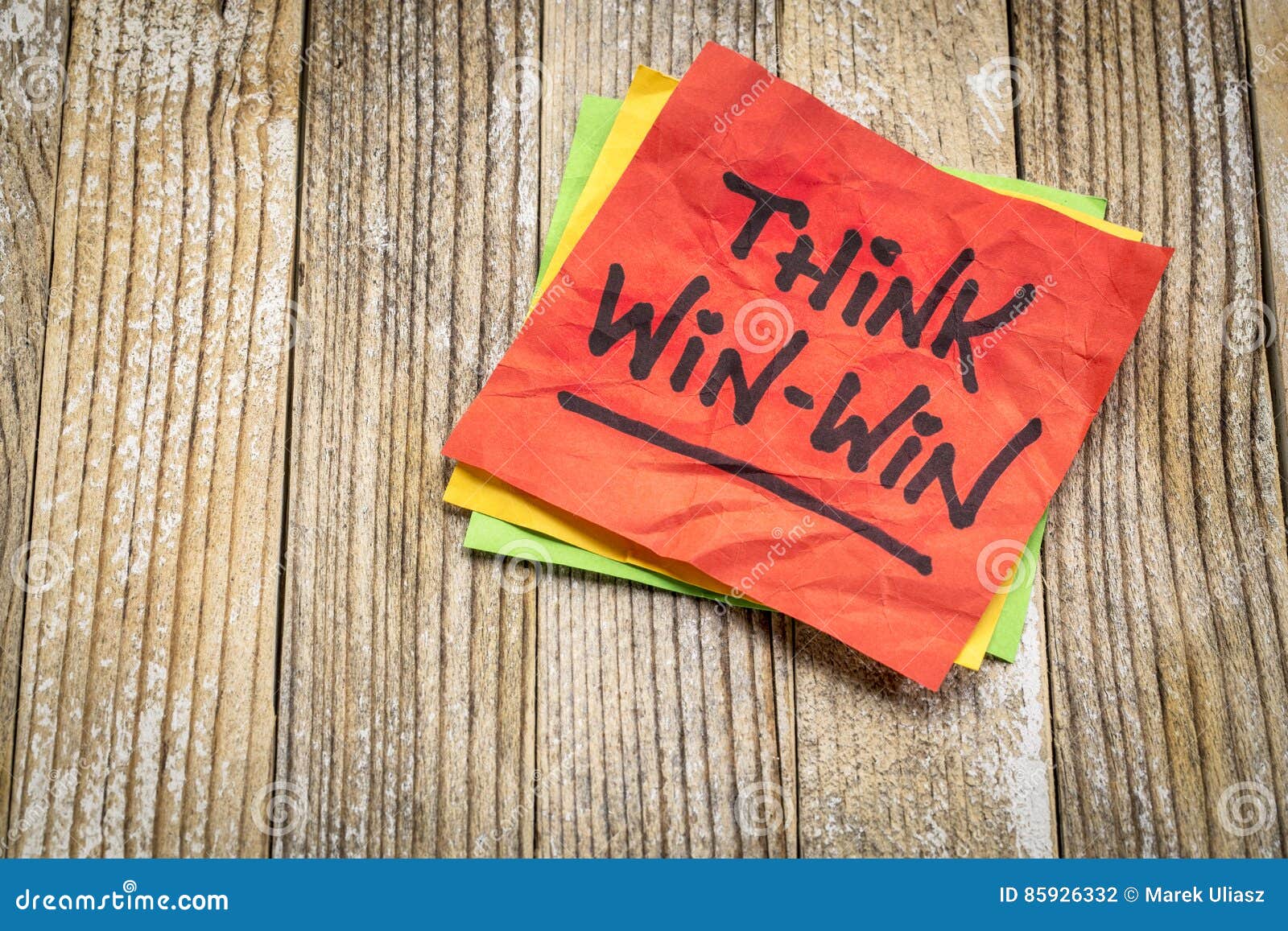 Think Win-win Reminder on Sticky Note Stock Photo - Image of note, deal ...