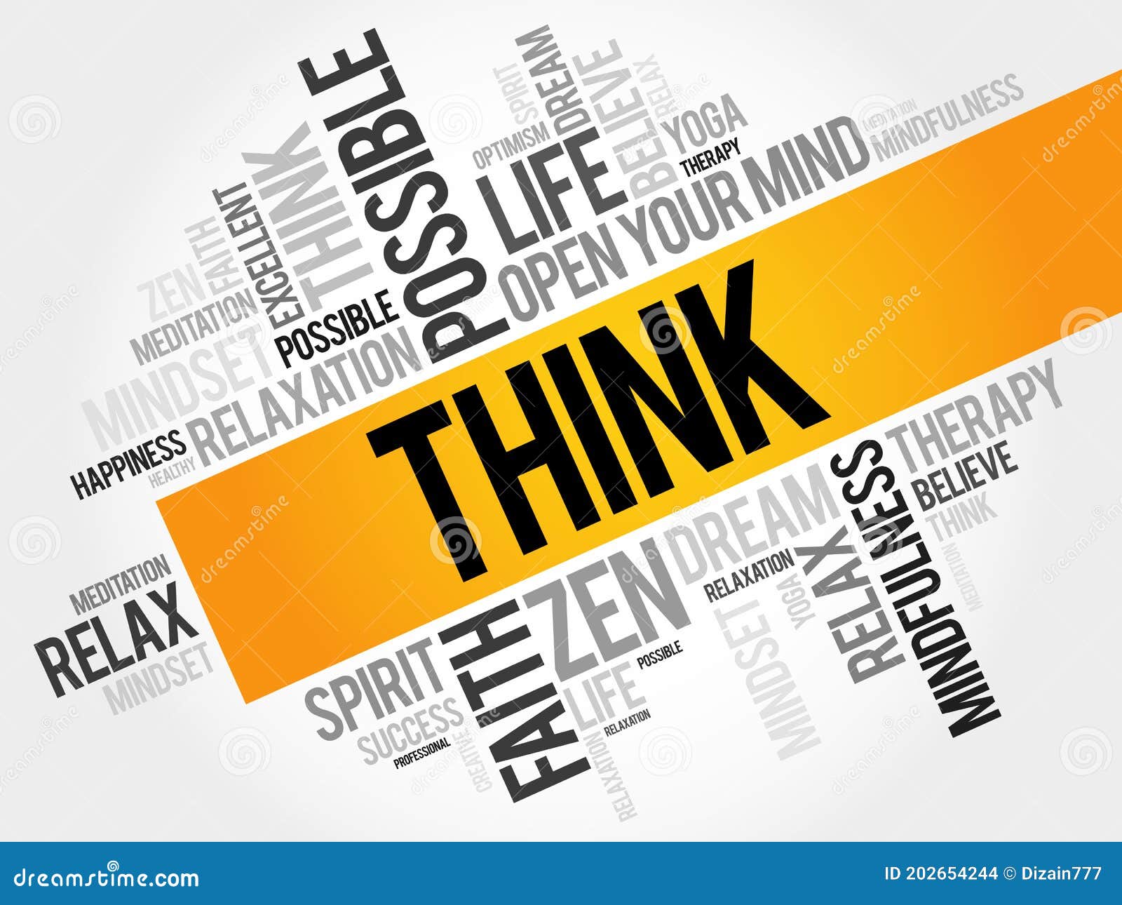 Think word cloud stock illustration. Illustration of collection - 202654244