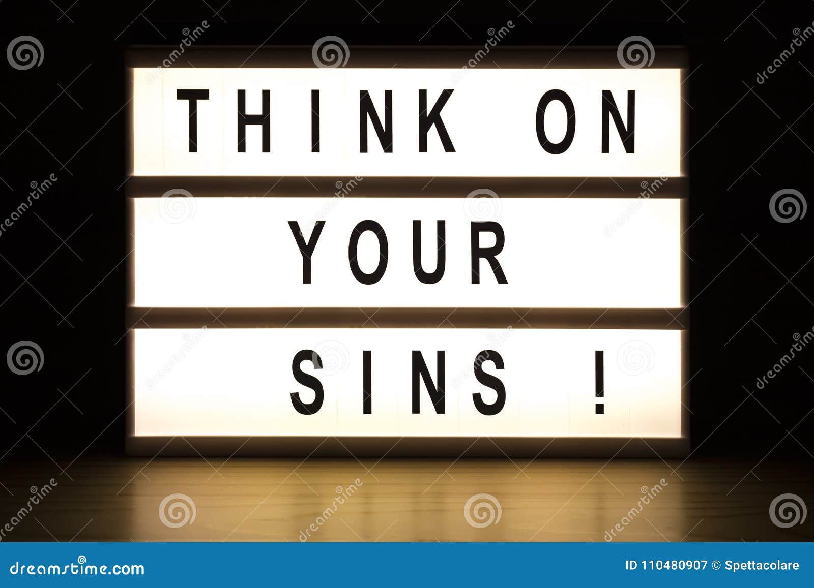 Think on Your Sins Light Box Sign Board Stock Image - Image of ...
