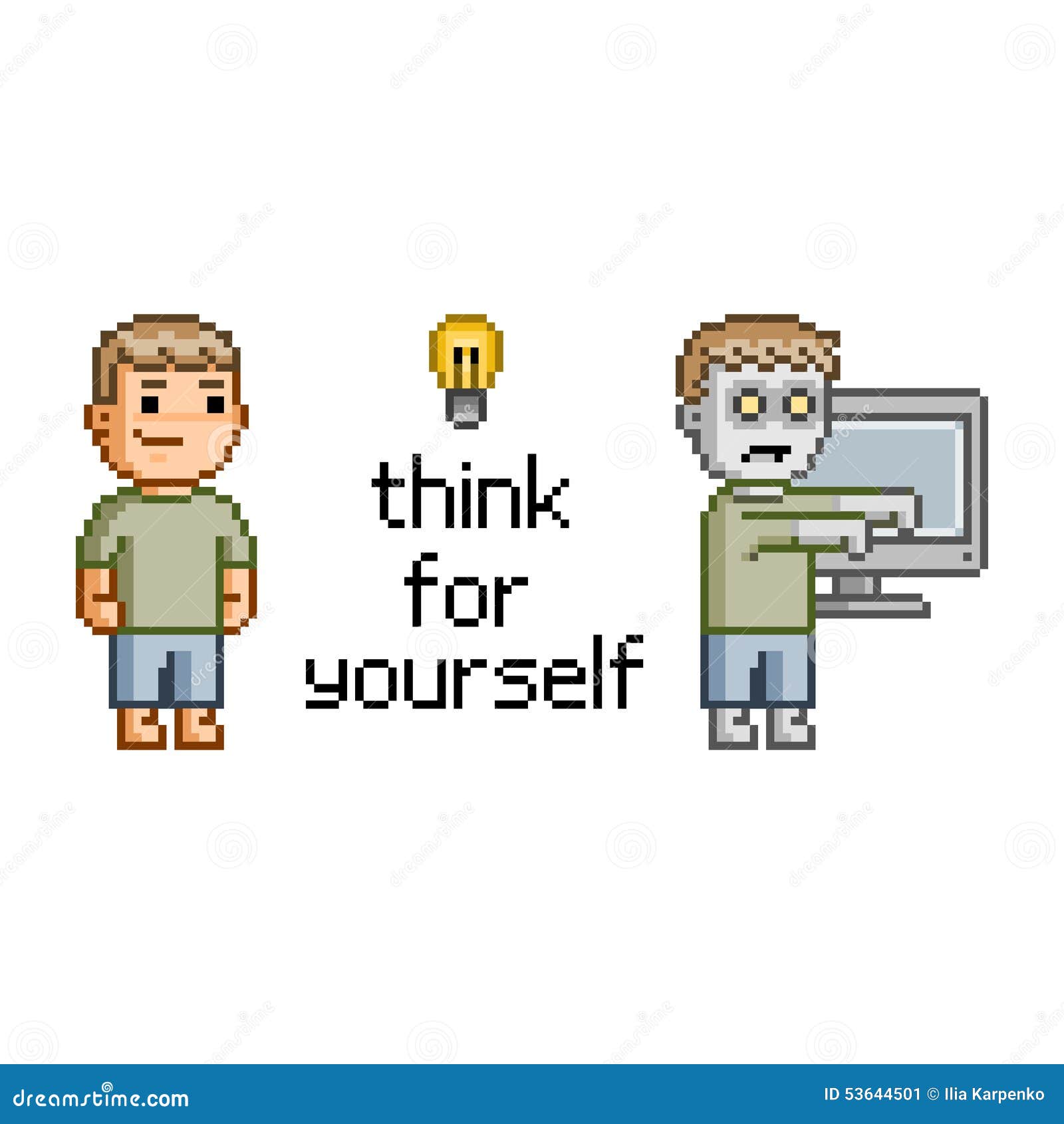 Think for Yourself. Pixel Art Stock Vector - Illustration of think ...