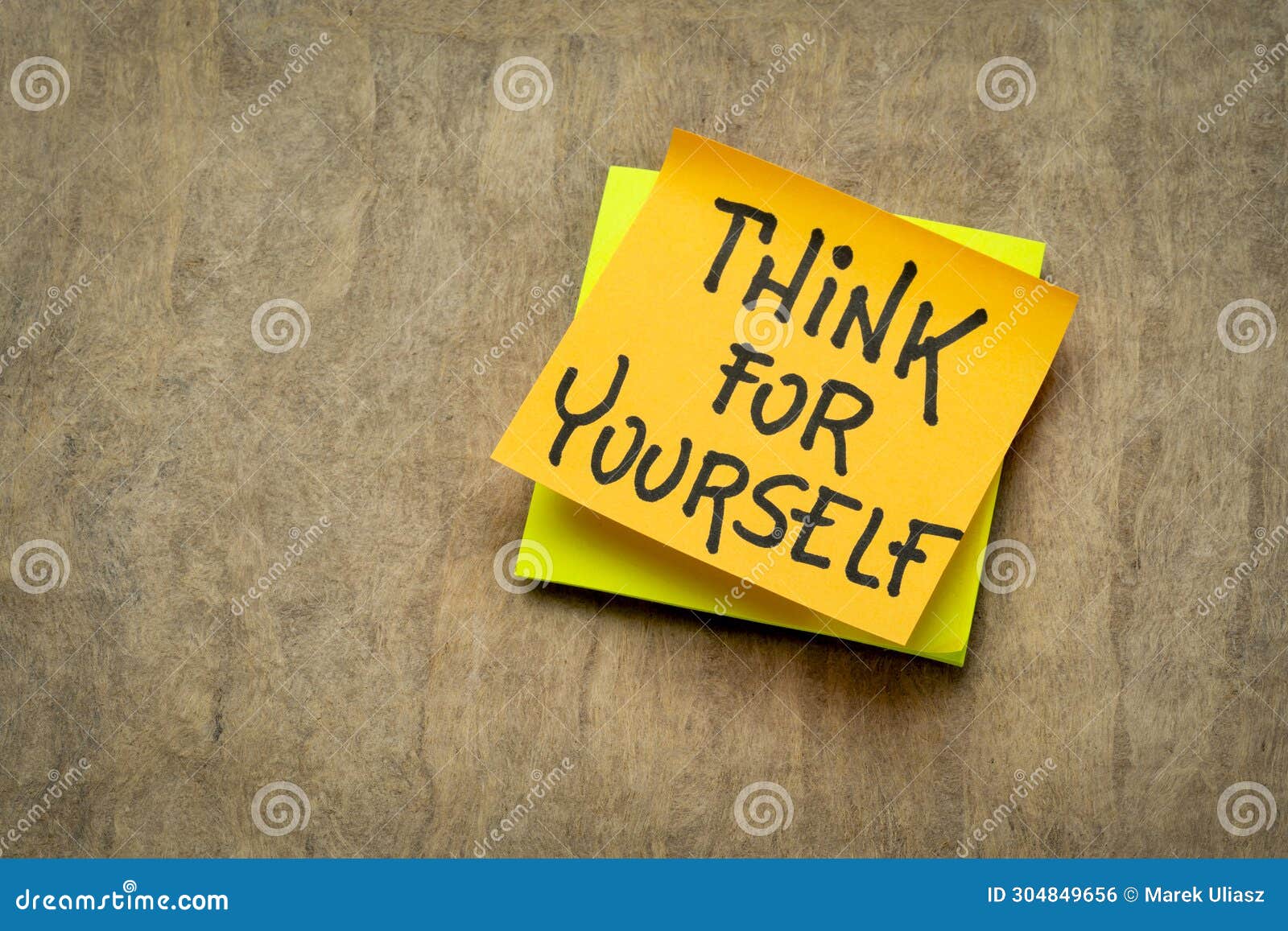 Think for Yourself Reminder or Advice - Handwriting on a Sticky Note ...