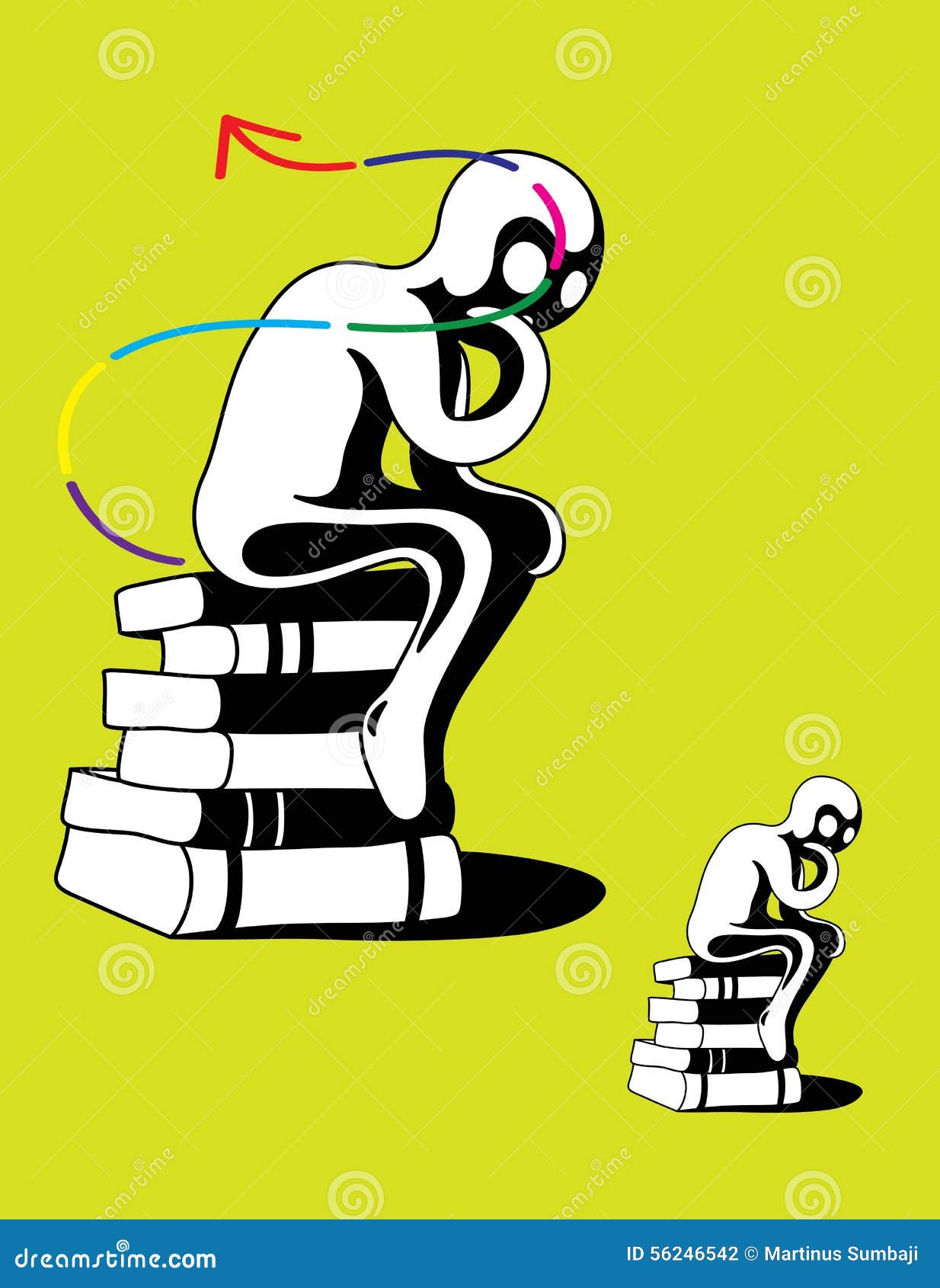 Thinker stock vector. Illustration of unique, book, line - 56246542