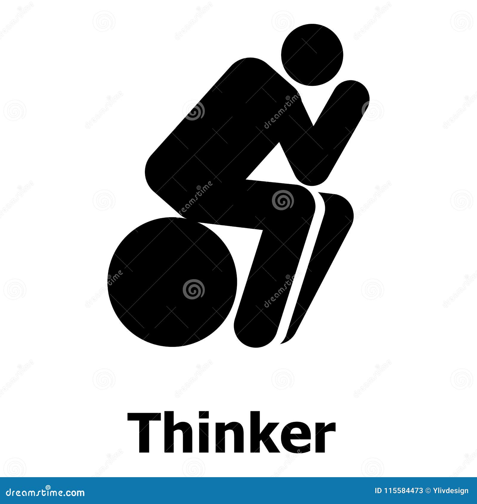 Thinker icon, simple style stock vector. Illustration of simple - 115584473
