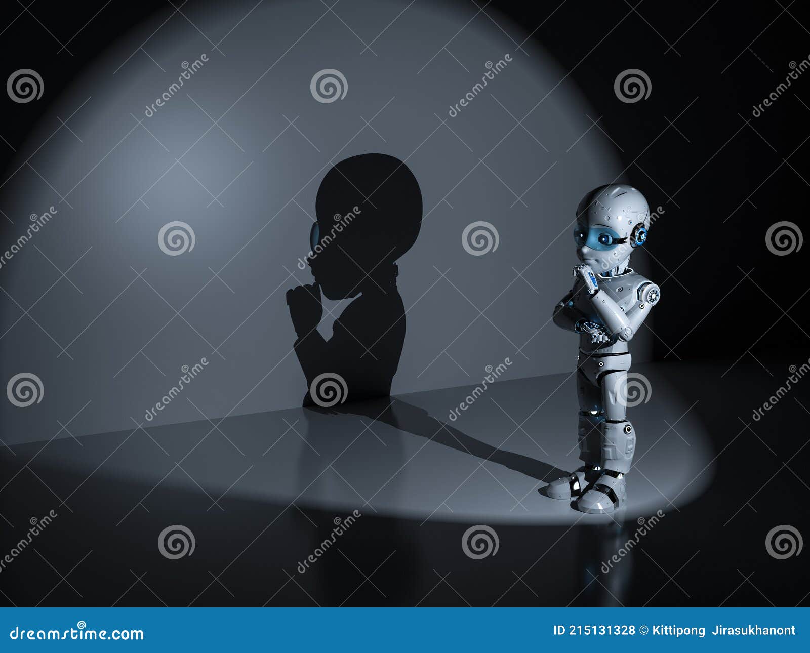 Thinker man robot stock illustration. Illustration of character - 215131328