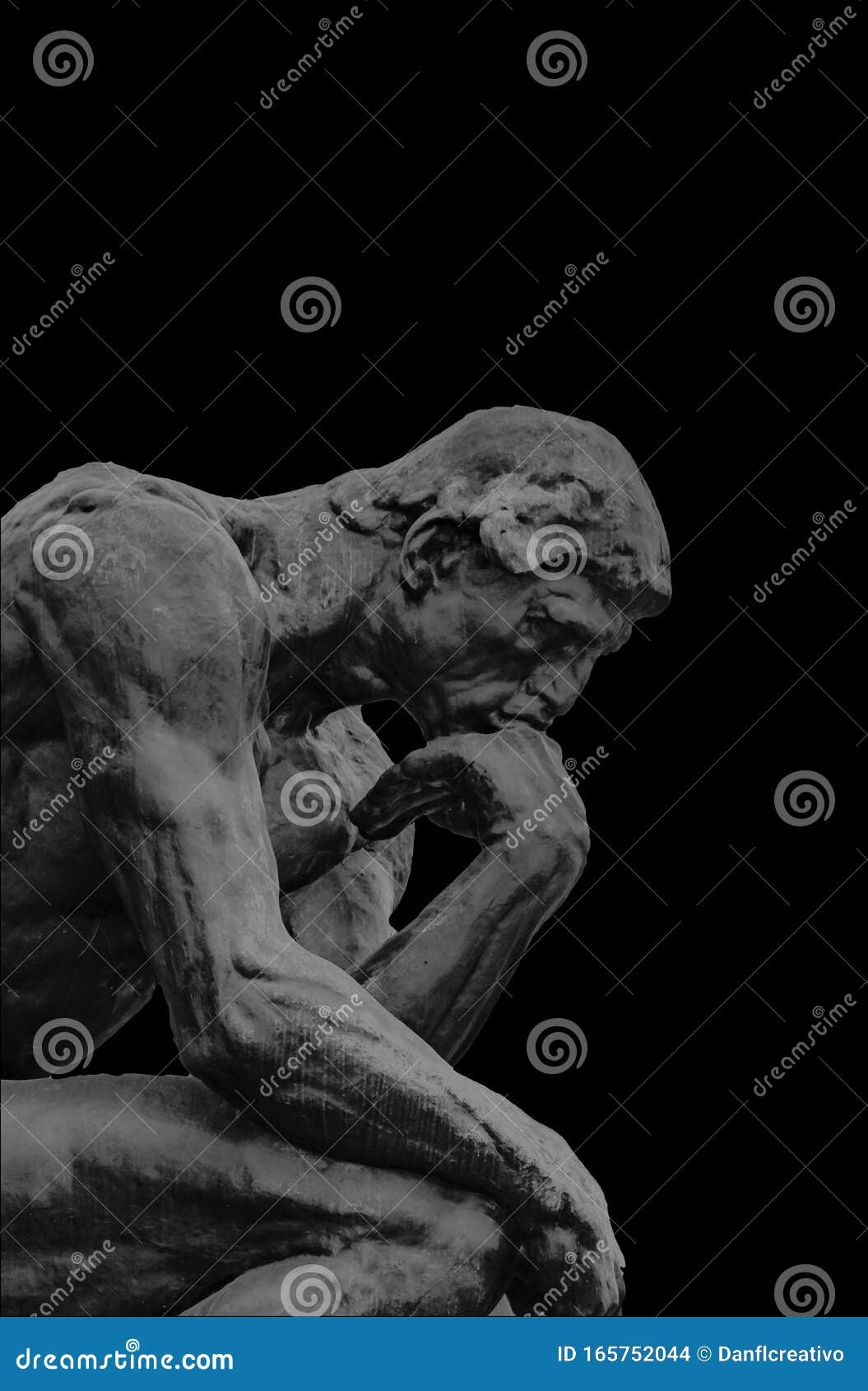 Thinker Sculpture Black Background Template Editorial Stock Image ...