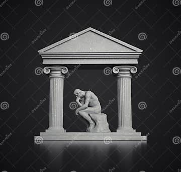 Thinker Statue Under the Roman Structure Stock Illustration ...