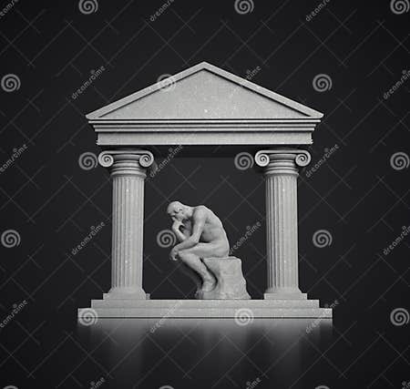 Thinker Statue Under the Roman Structure Stock Illustration ...