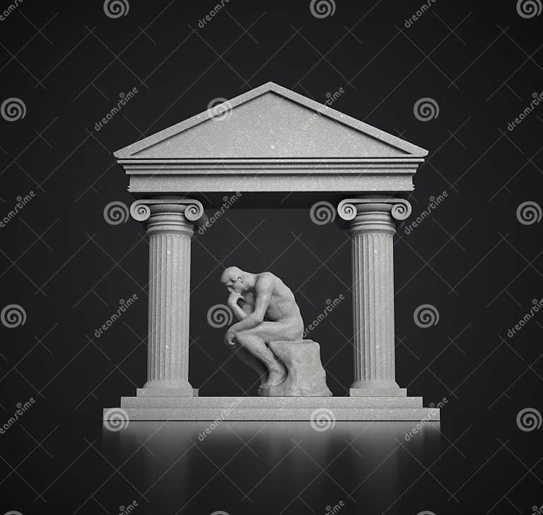 Thinker Statue Under the Roman Structure Stock Illustration ...