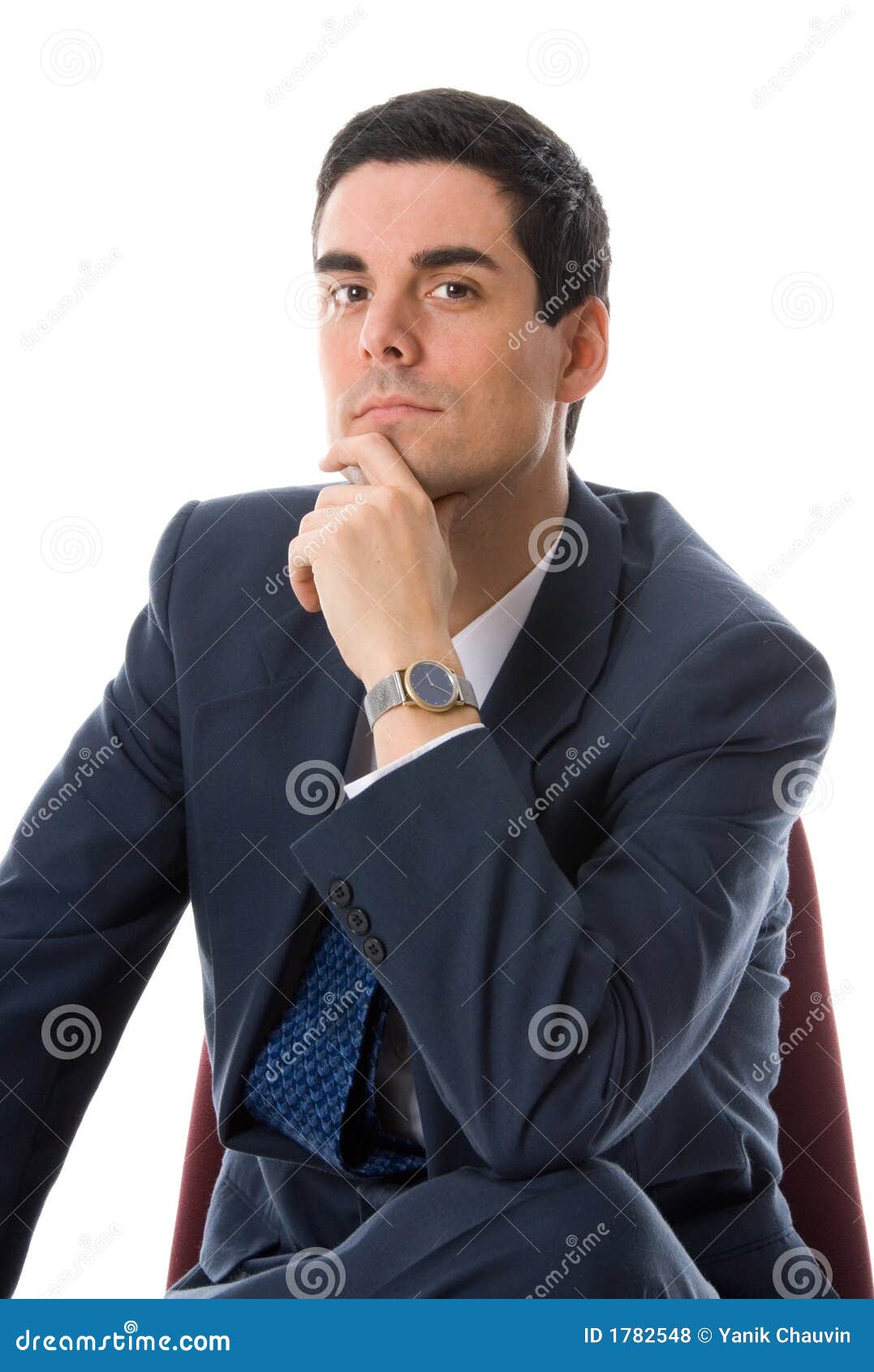 Thinking stock photo. Image of white, isolated, serious - 1782548