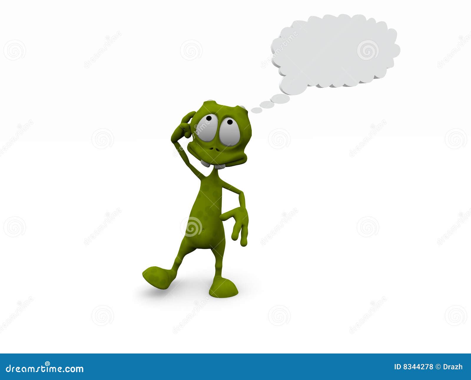 Thinking 3D Alien stock illustration. Illustration of cartoon - 8344278