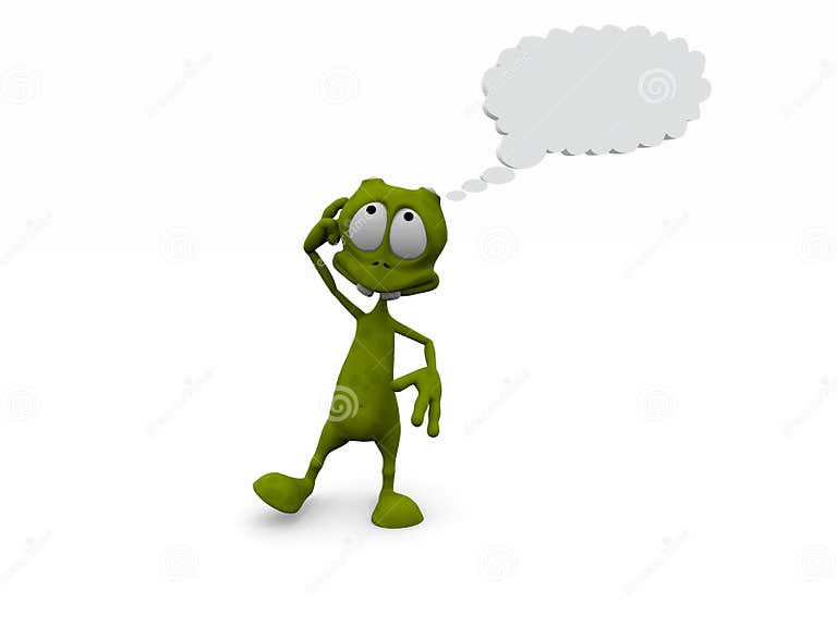 Thinking 3D Alien stock illustration. Illustration of cartoon - 8344278