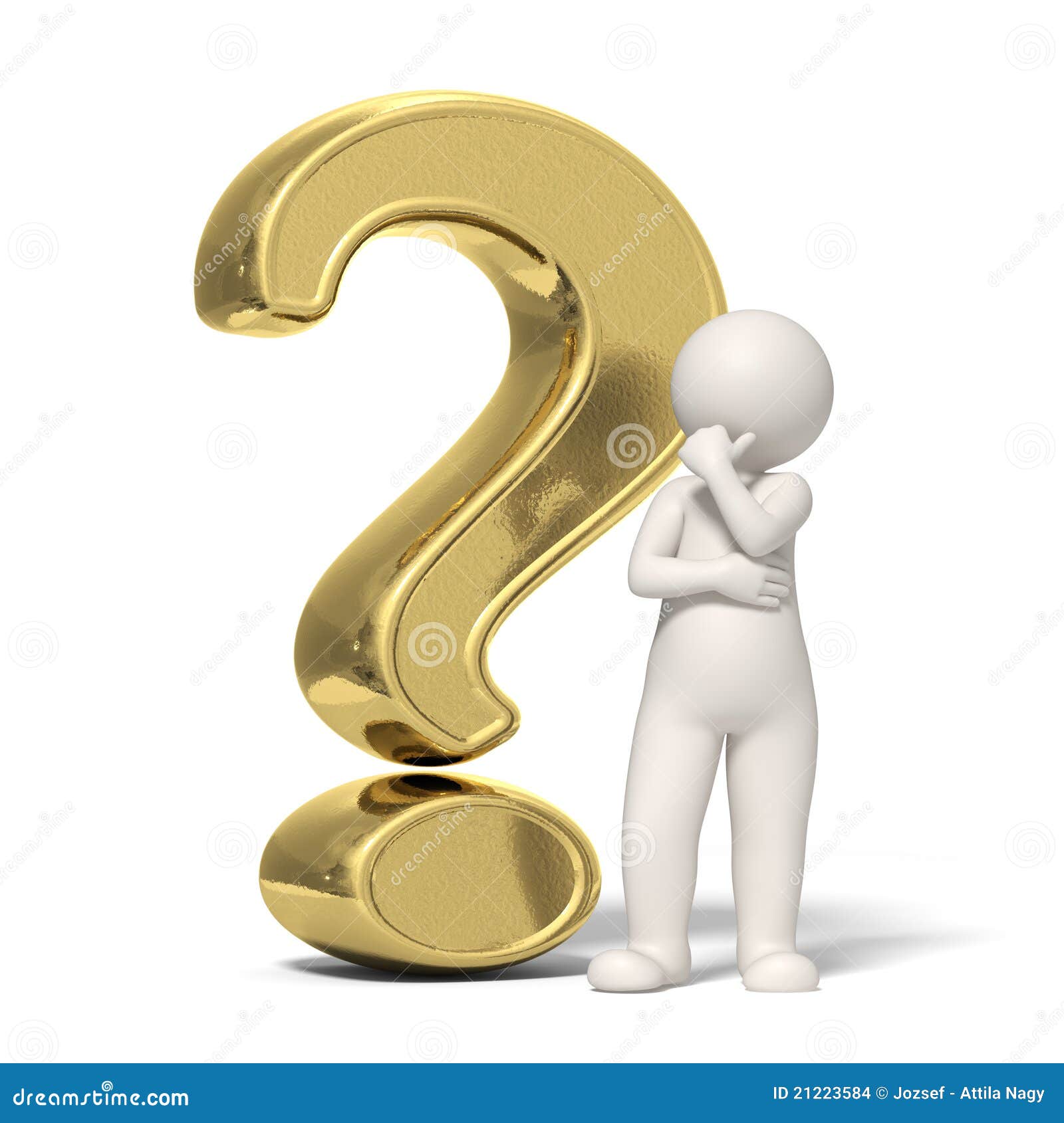 Thinking 3d Guy - Gold Question Mark Stock Illustration - Illustration ...