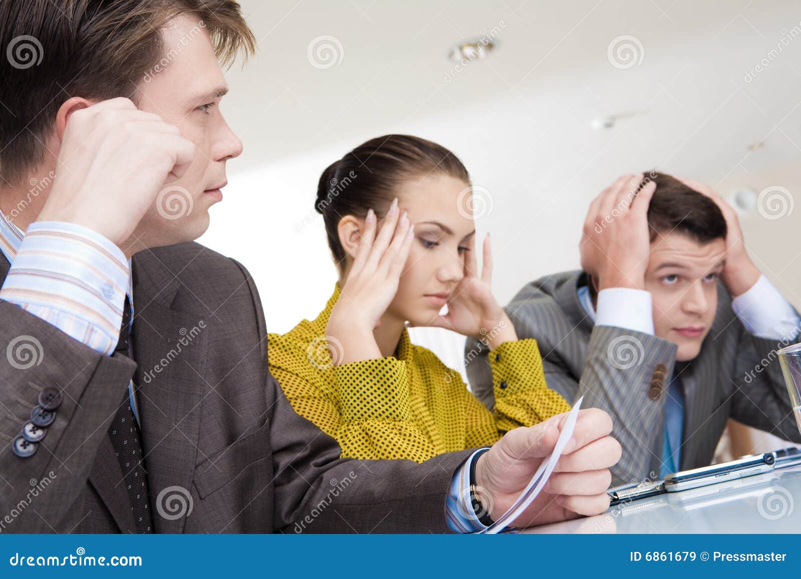 Thinking stock image. Image of holding, businesspeople - 6861679