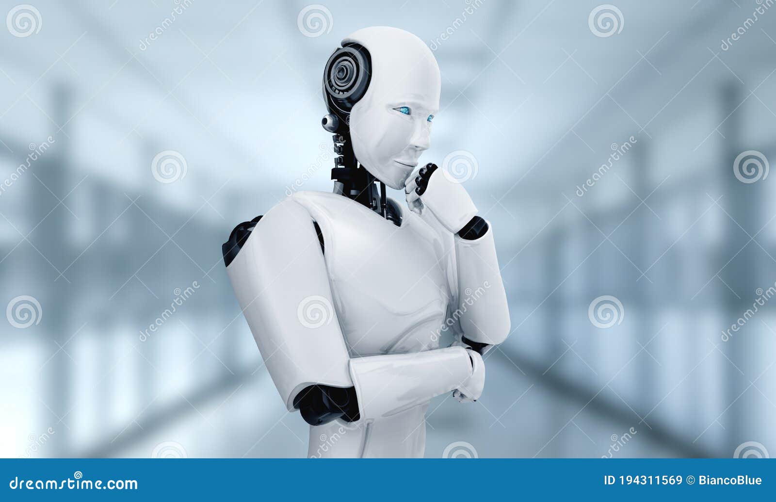 Thinking AI Humanoid Robot Analyzing Information Data Stock ... Thinking AI Humanoid Robot Analyzing Information Data Stock ...