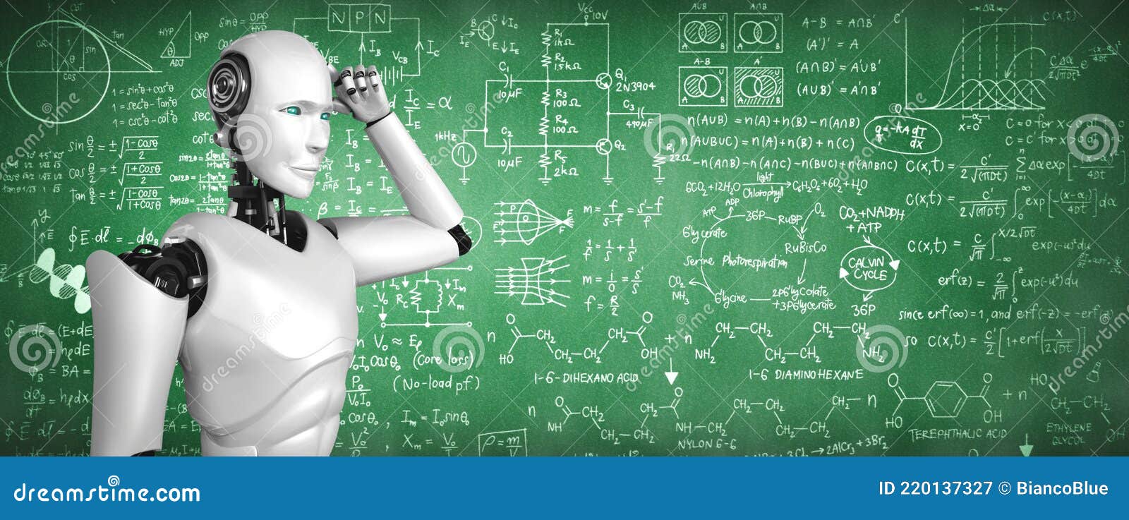 Thinking AI Humanoid Robot Analyzing Screen of Mathematics Formula and ... Thinking AI Humanoid Robot Analyzing Screen of Mathematics Formula and ...