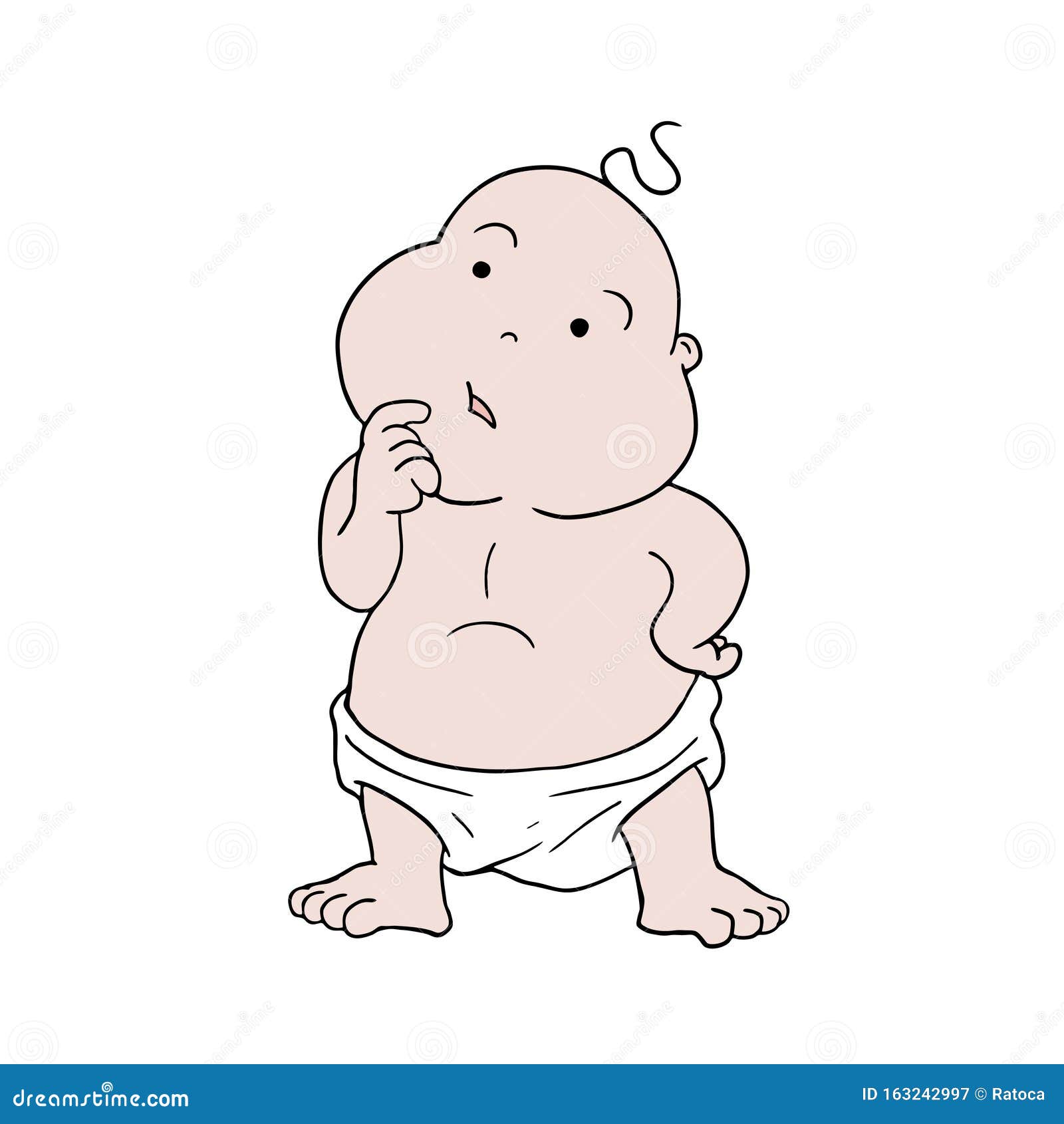 Thinking baby illustration stock vector. Illustration of isolated ...