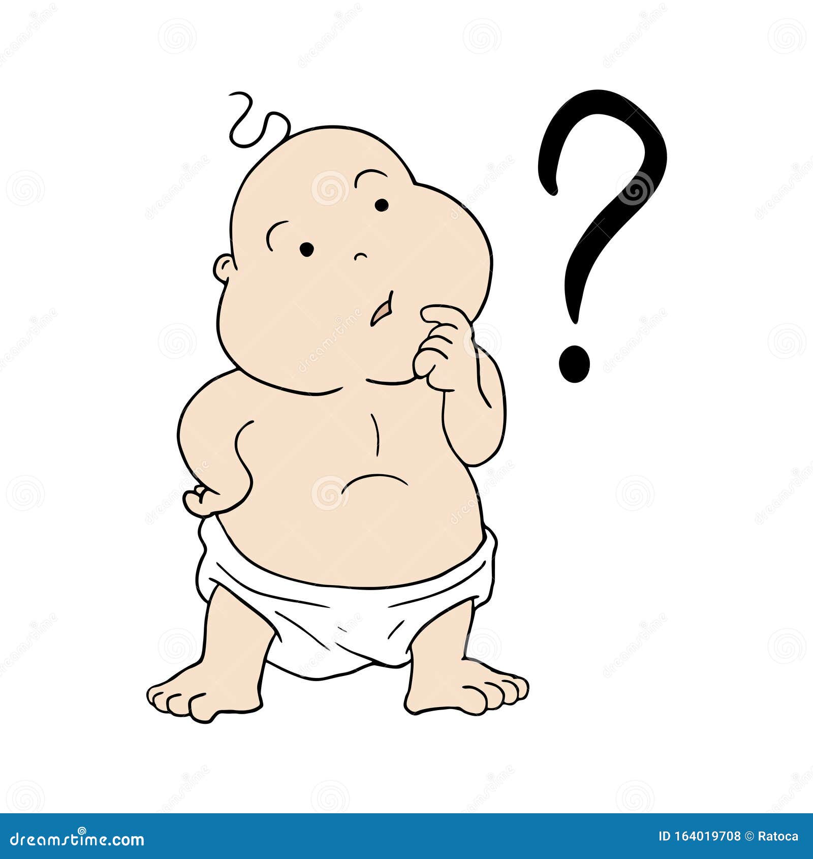 Thinking baby illustration stock vector. Illustration of child - 164019708