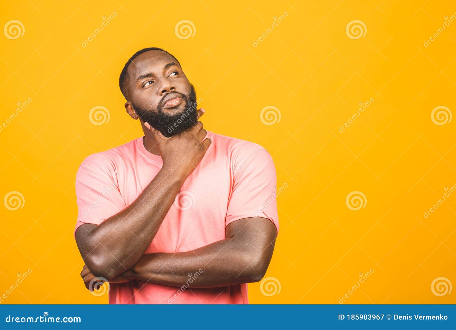 Thinking Black Afro American Man with Serious Expression Looking ...