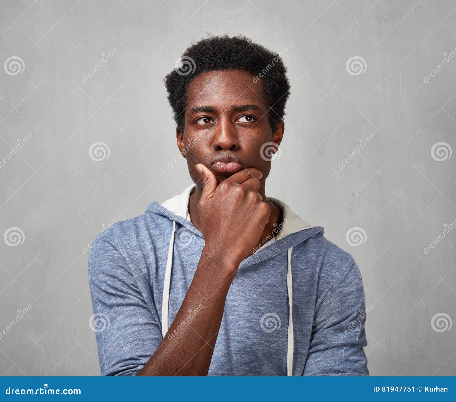 Thinking black man stock image. Image of ethnicity, attractive - 81947751