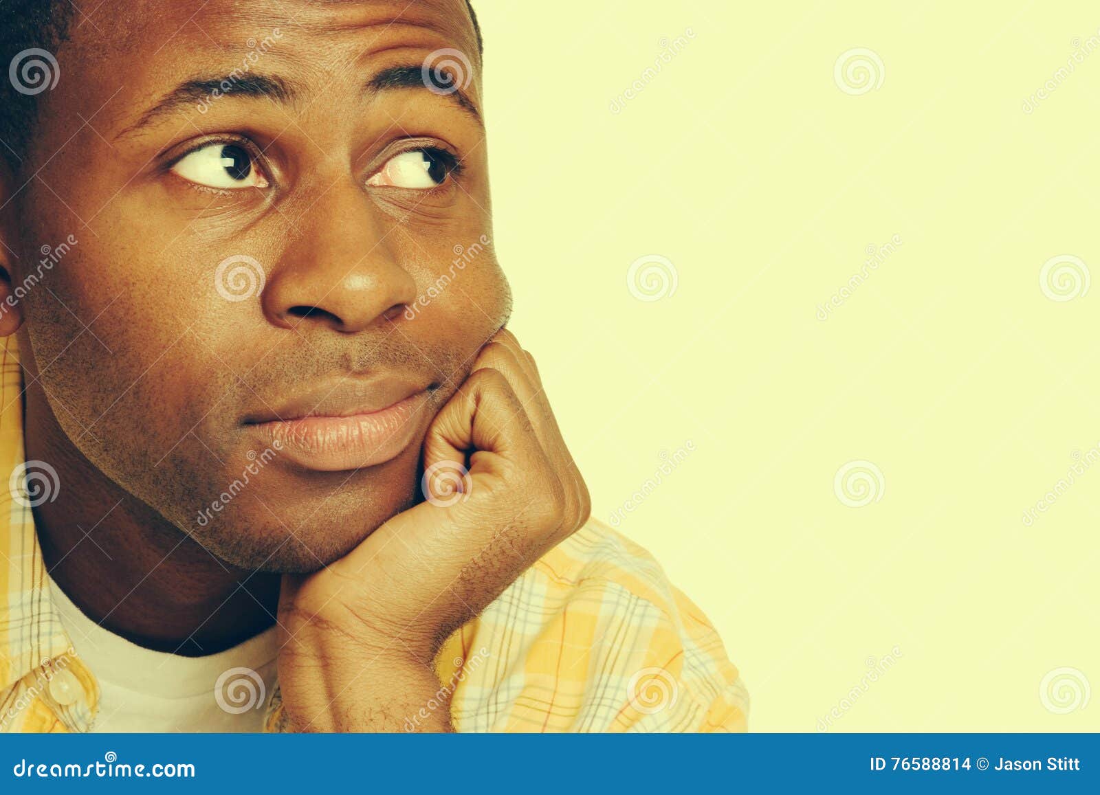 Thinking Black Man stock photo. Image of african, chin - 76588814