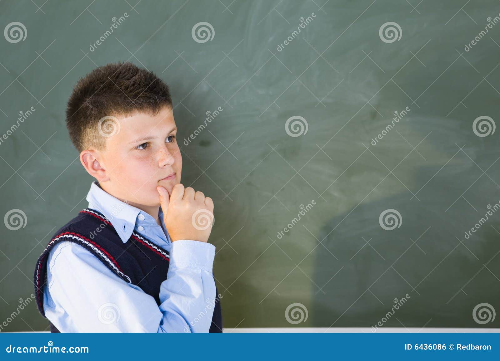 Thinking Boy at the Chalkboard Stock Photo - Image of schoolboy ...