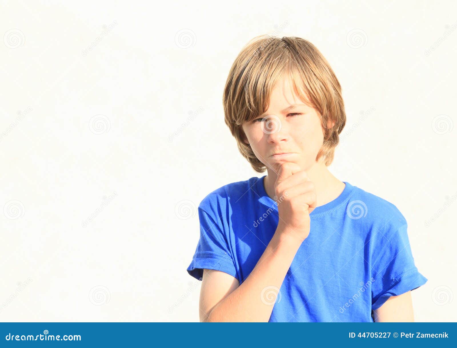 Thinking boy stock image. Image of little, think, portrait - 44705227