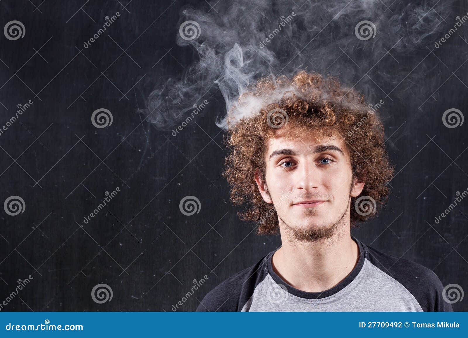 Thinking Boy with Smoking Head Stock Photo - Image of schoolboy ...