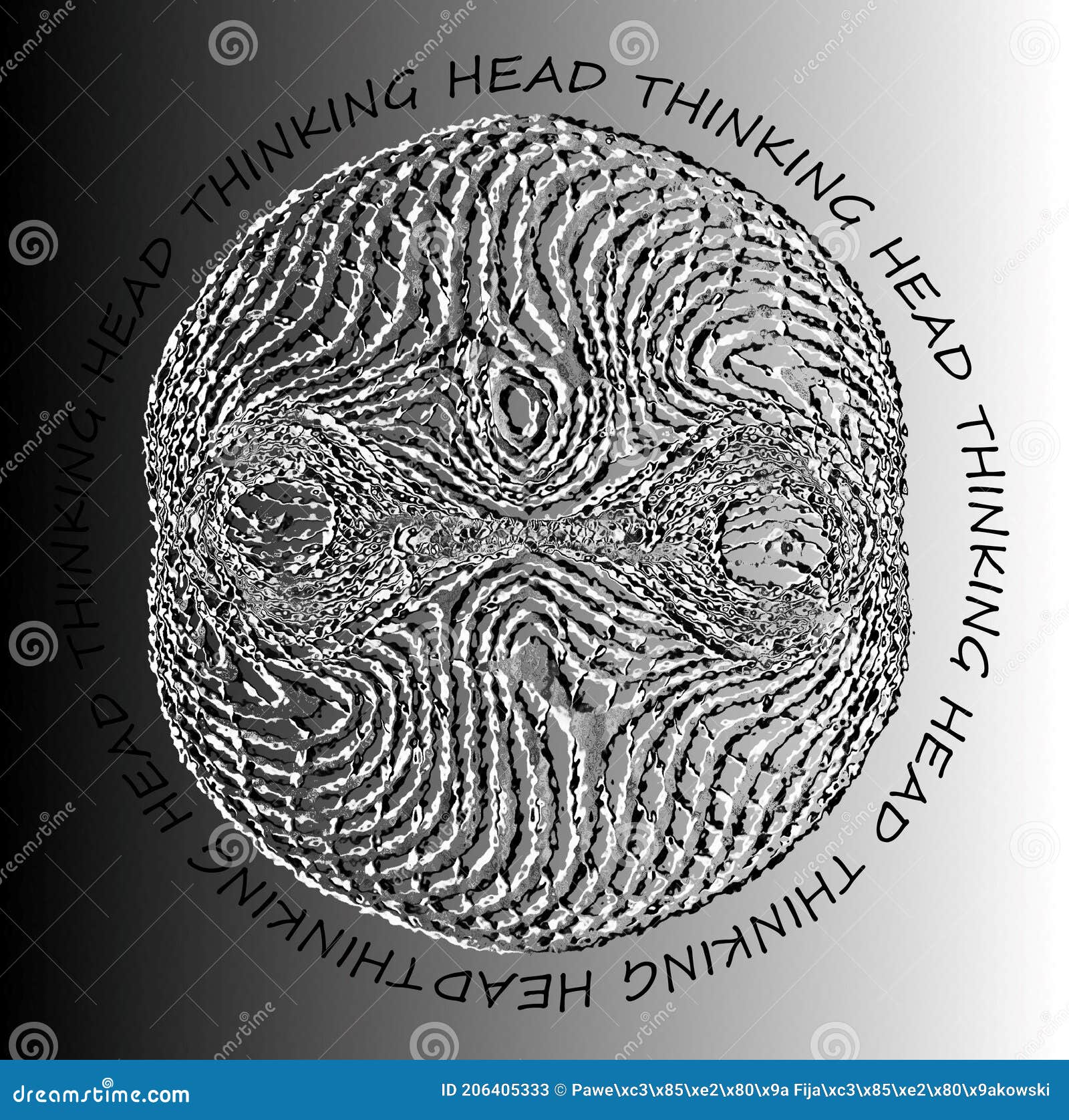 Thinking Brain Head Scheme Gray and Silver Colour Stock Illustration ...