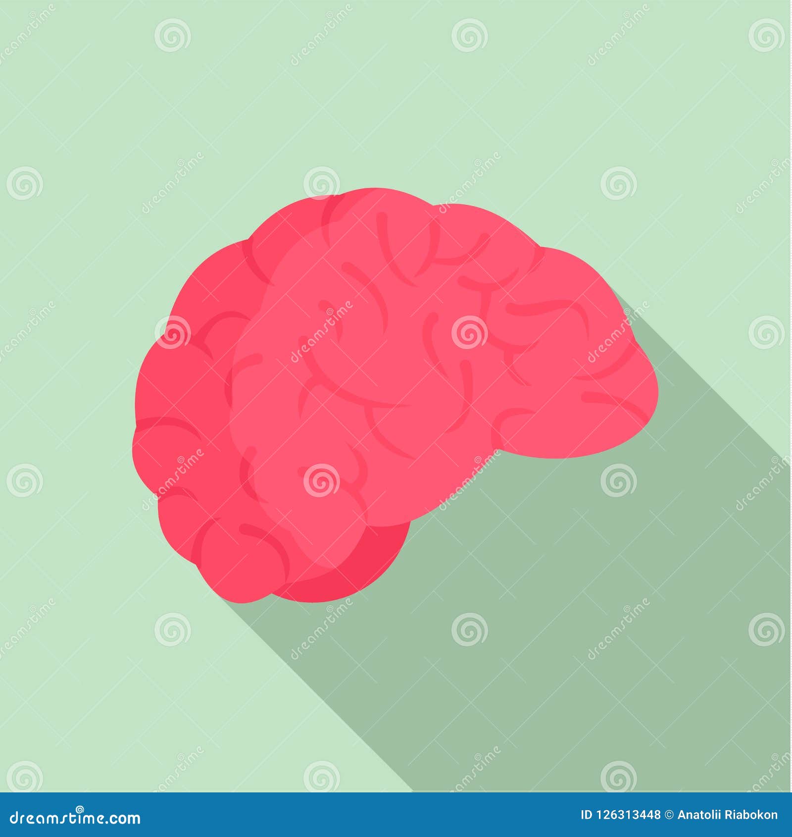 Thinking Brain Icon, Flat Style Stock Vector - Illustration of ...