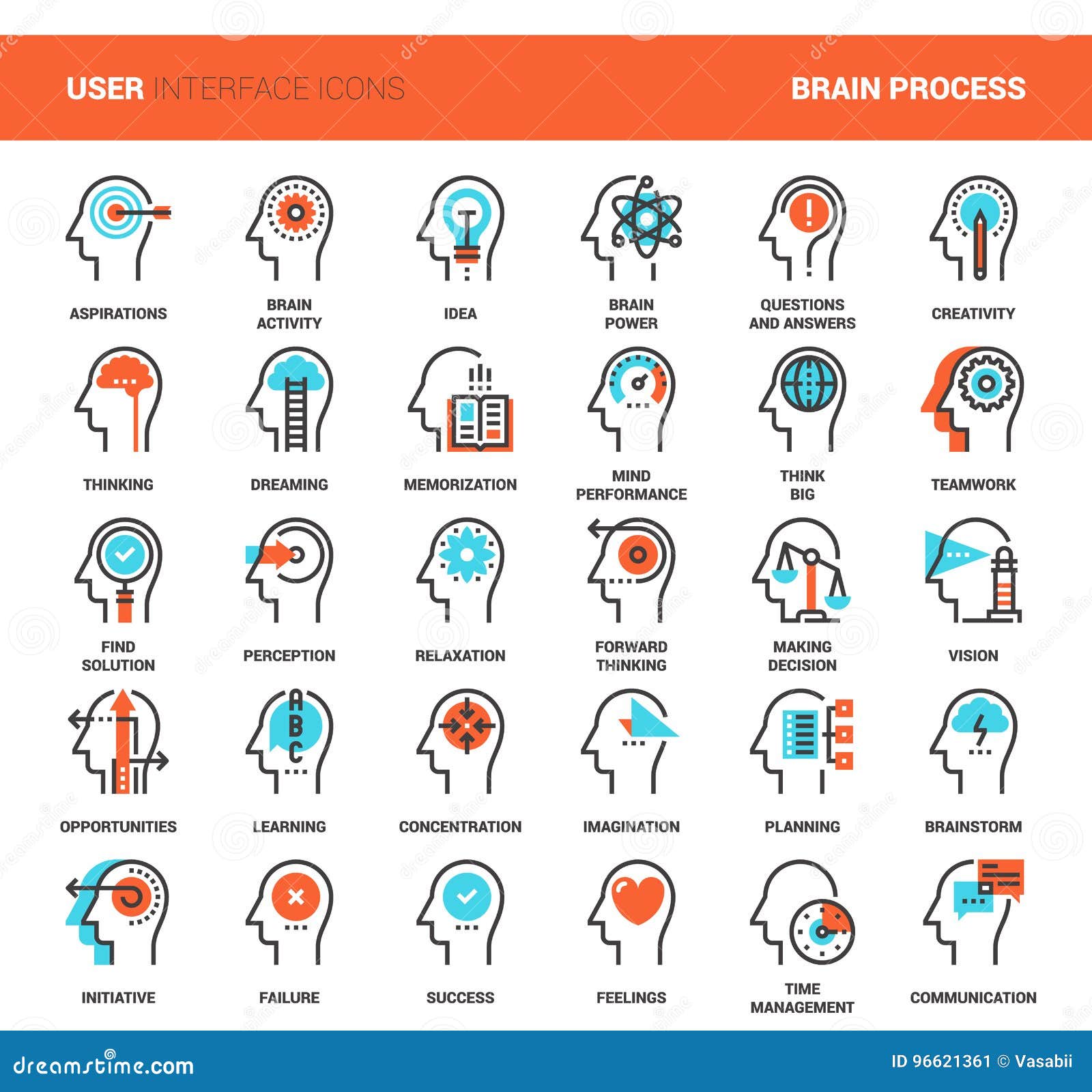 Thinking and brain process stock vector. Illustration of decision ...