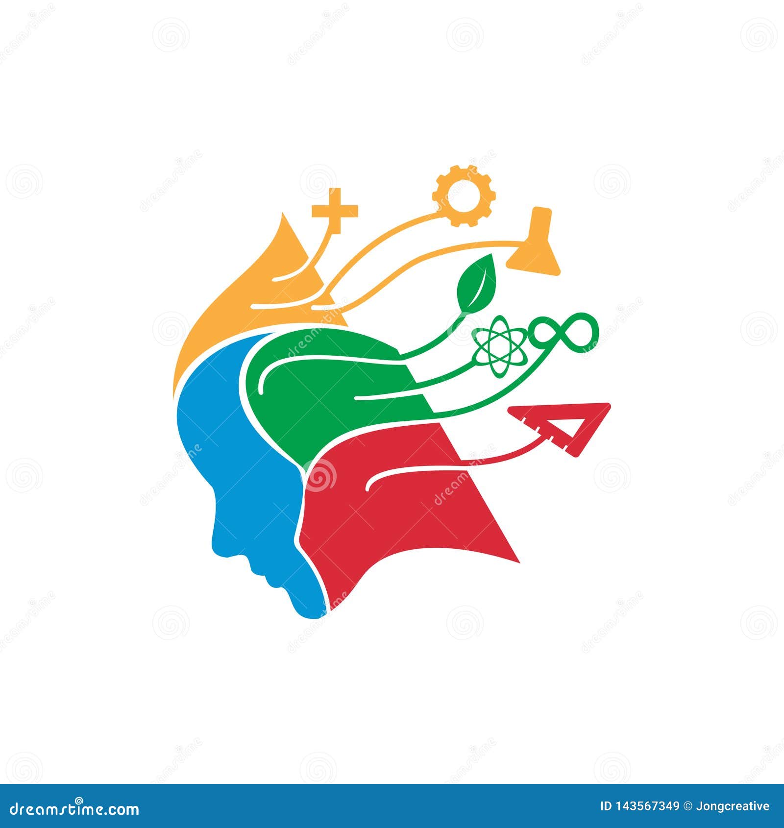 Thinking Brain Stem Science Education Logo Illustration Stock Vector ...