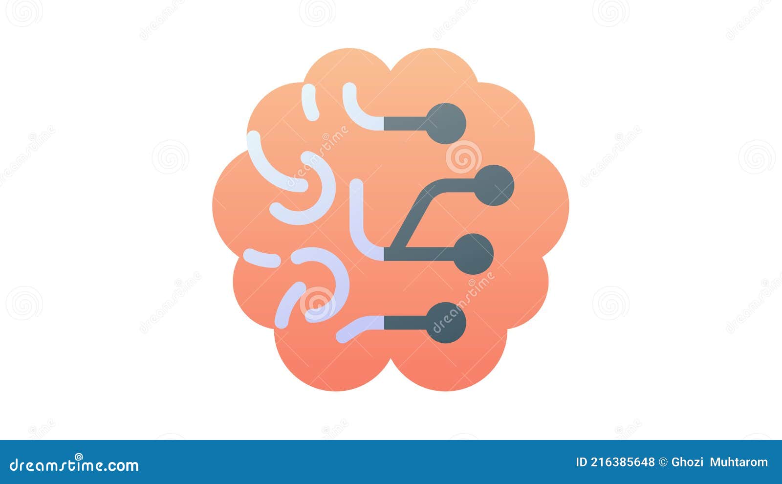 Thinking Brain Think Single Isolated Icon with Smooth Style Stock ...