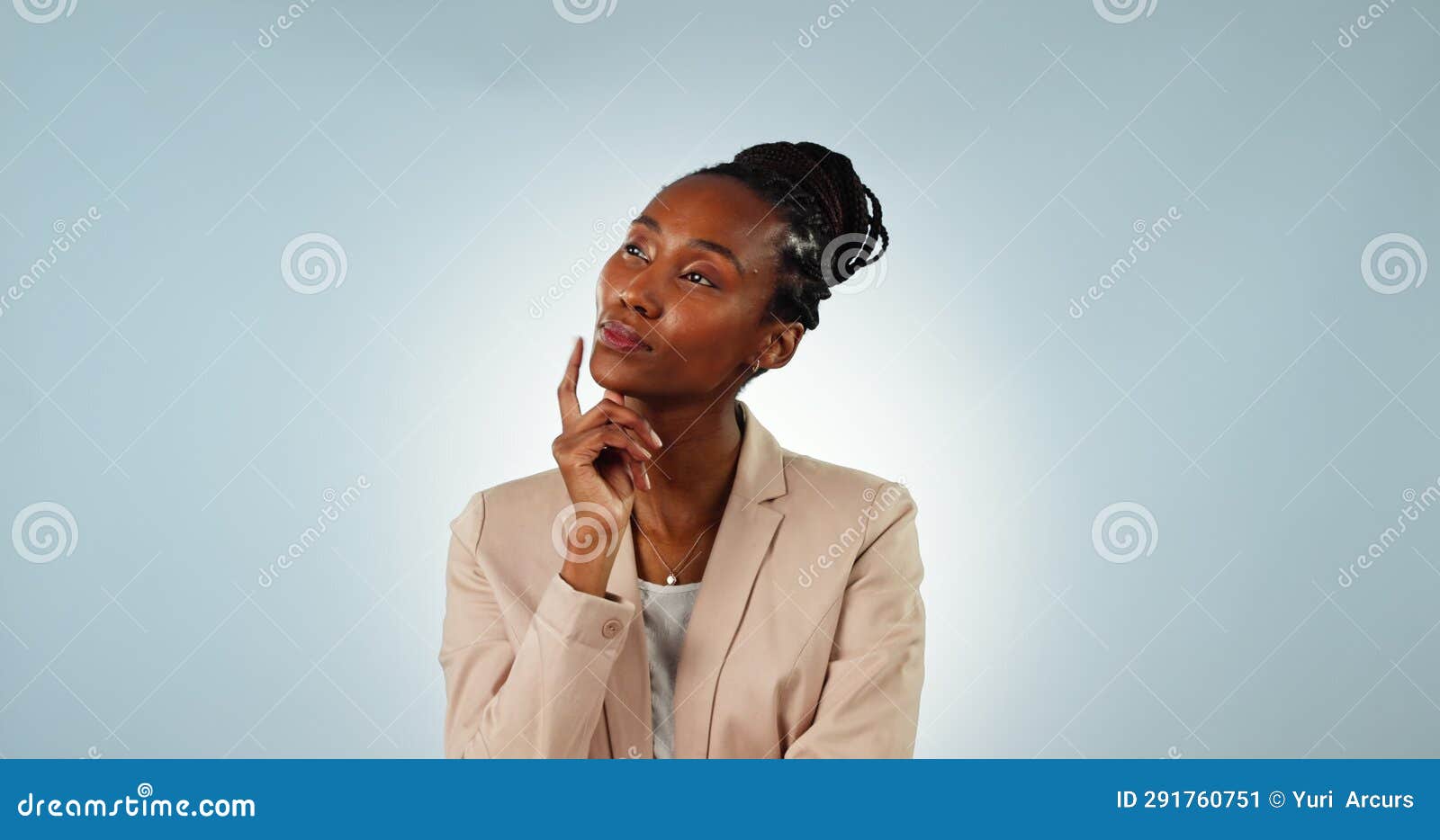 Thinking, Brainstorming and Face of Black Woman in Studio with Idea ...