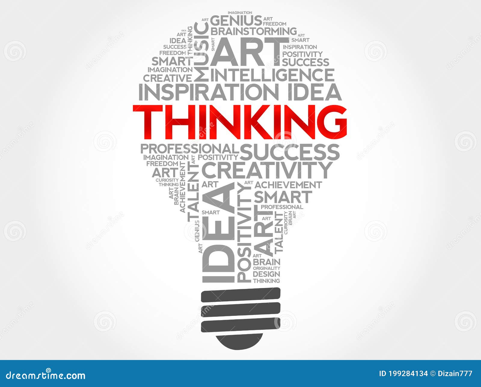 Thinking bulb word cloud stock illustration. Illustration of good ...