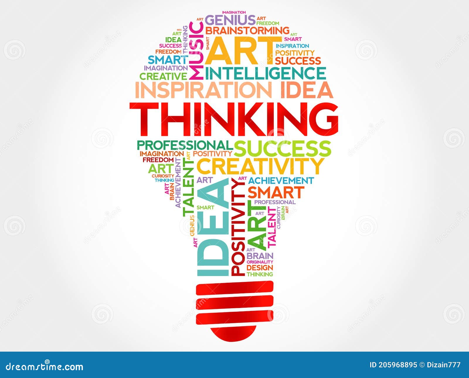 Thinking bulb word cloud stock illustration. Illustration of believe ...