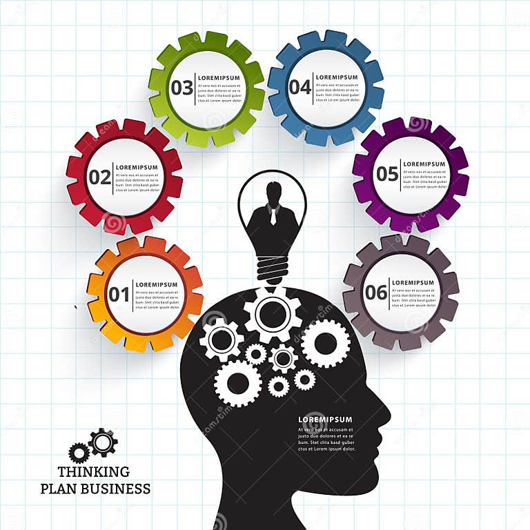 Thinking Business and Cog Icon . Stock Vector - Illustration of ...