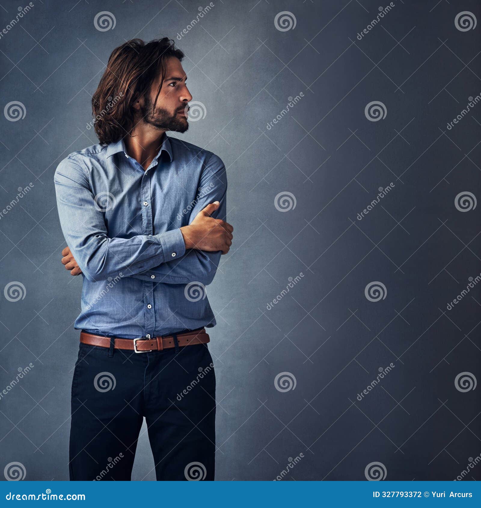 Thinking, Business and Man with Arms Crossed in Studio for Solution ...