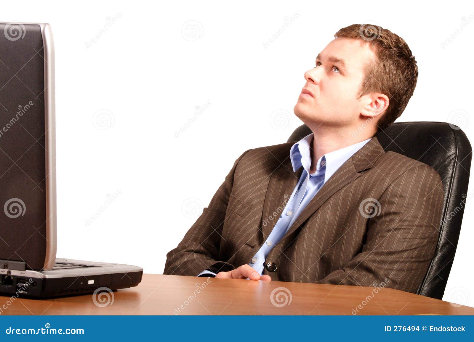 Thinking Business Man with Laptop - Smart Casual Stock Photo - Image of ...