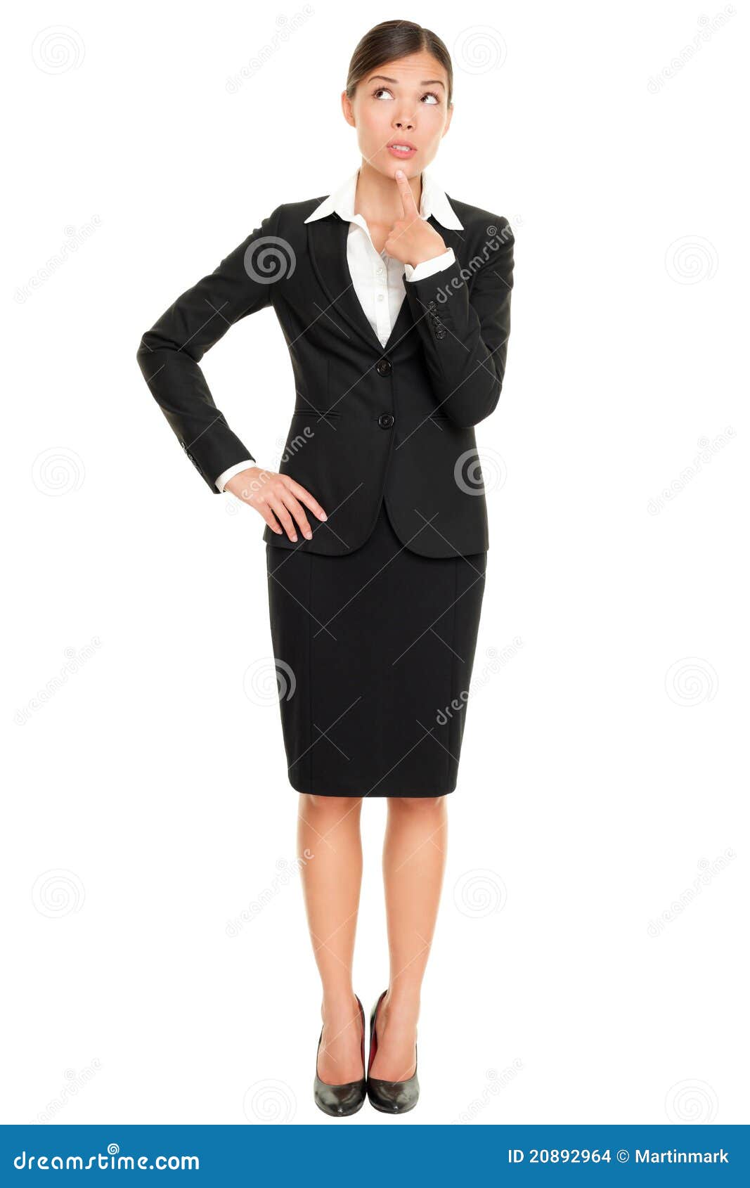 Thinking Business Woman Standing Stock Photo - Image of background ...