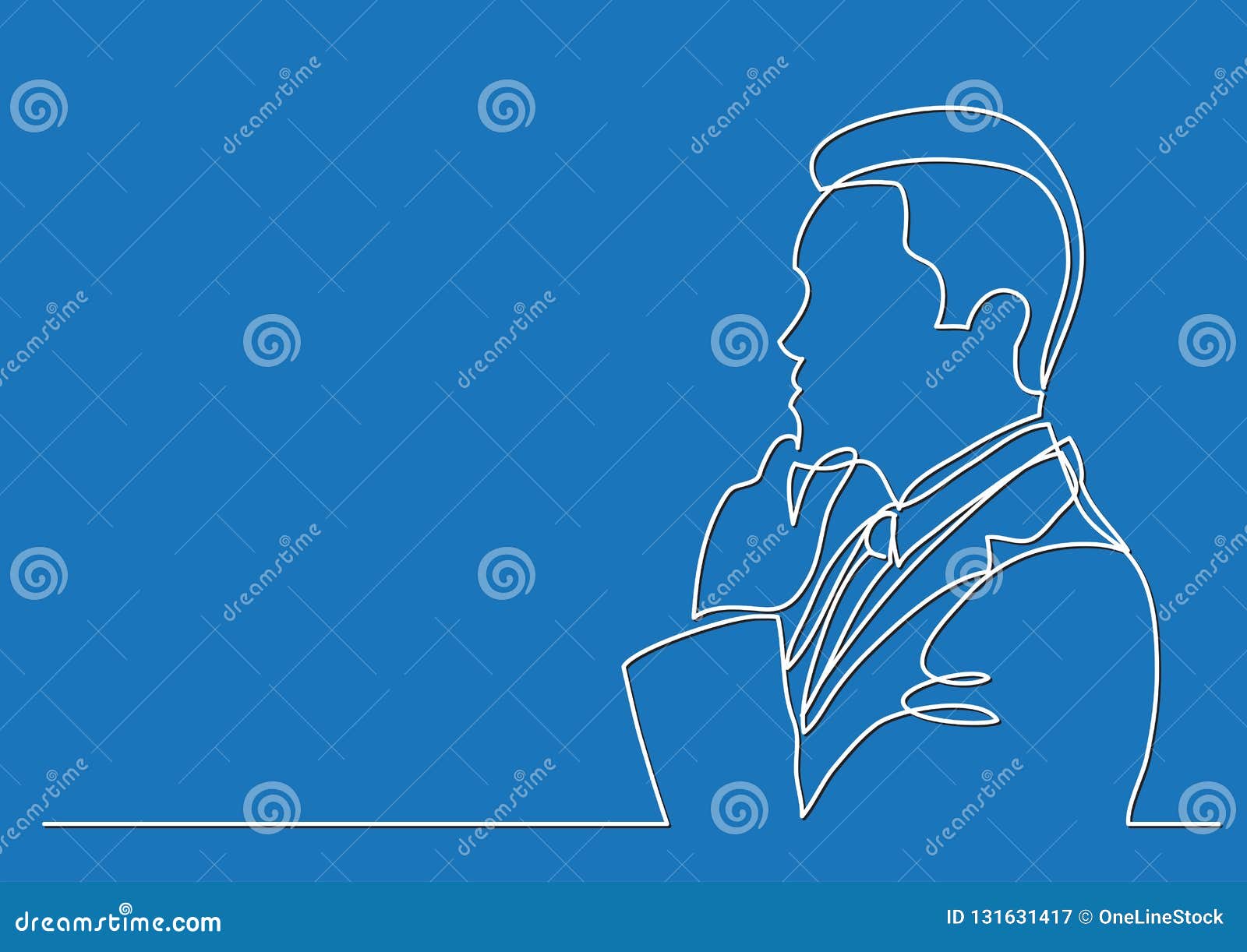Thinking Businessman - Continuous Line Drawing Stock Vector ...