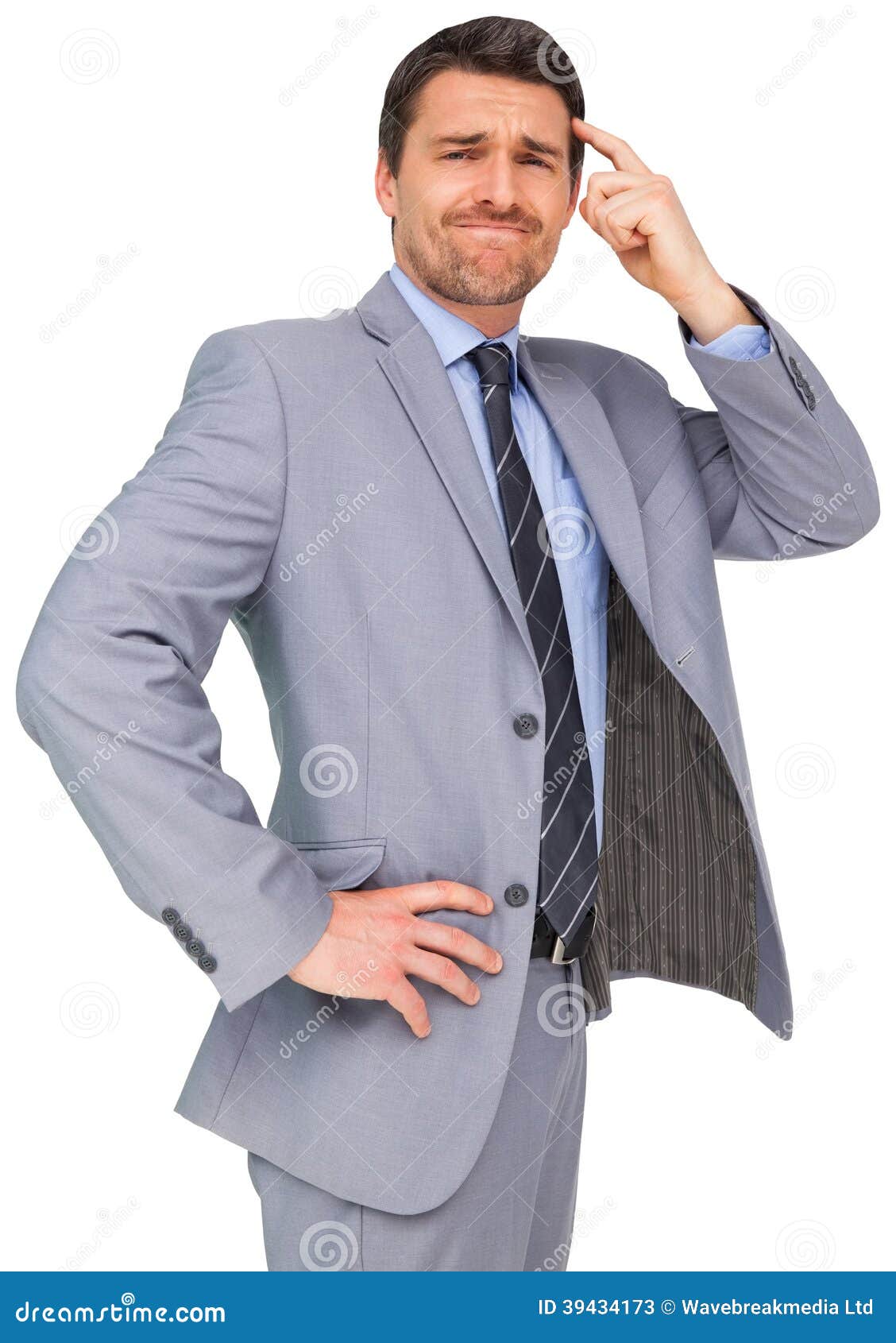 Thinking Businessman in Grey Suit Stock Image - Image of thinking ...