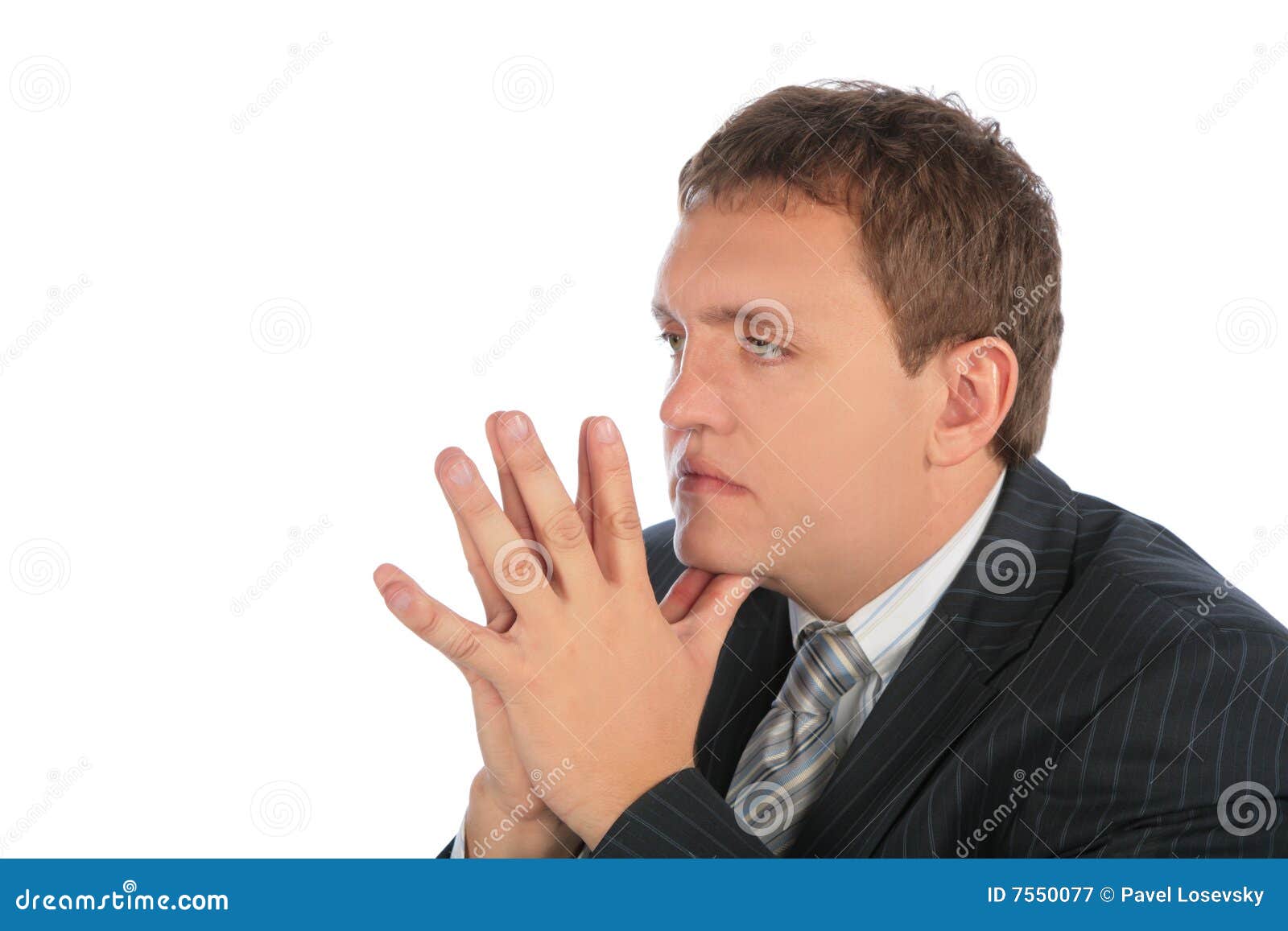 Thinking Businessman with Hands Stock Image - Image of pensive, necktie ...