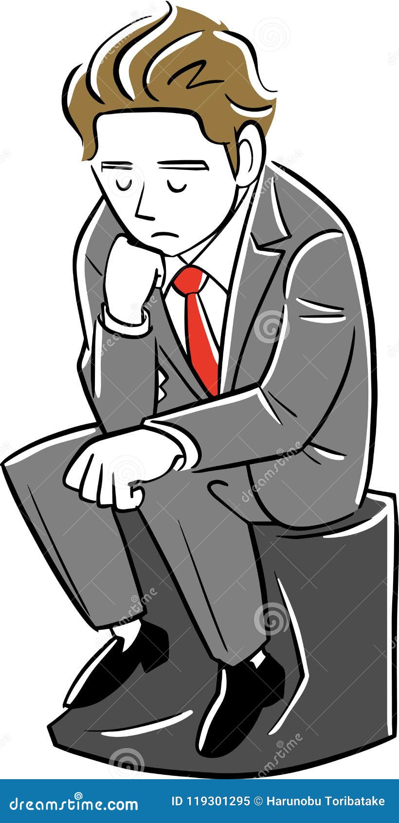Businessman Thinker On Toilet Cartoon Vector | CartoonDealer.com #70604813