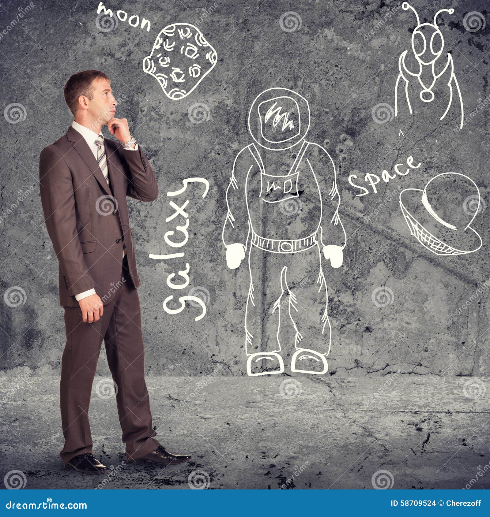 Thinking Businessman in Profile Stock Photo - Image of profile ...