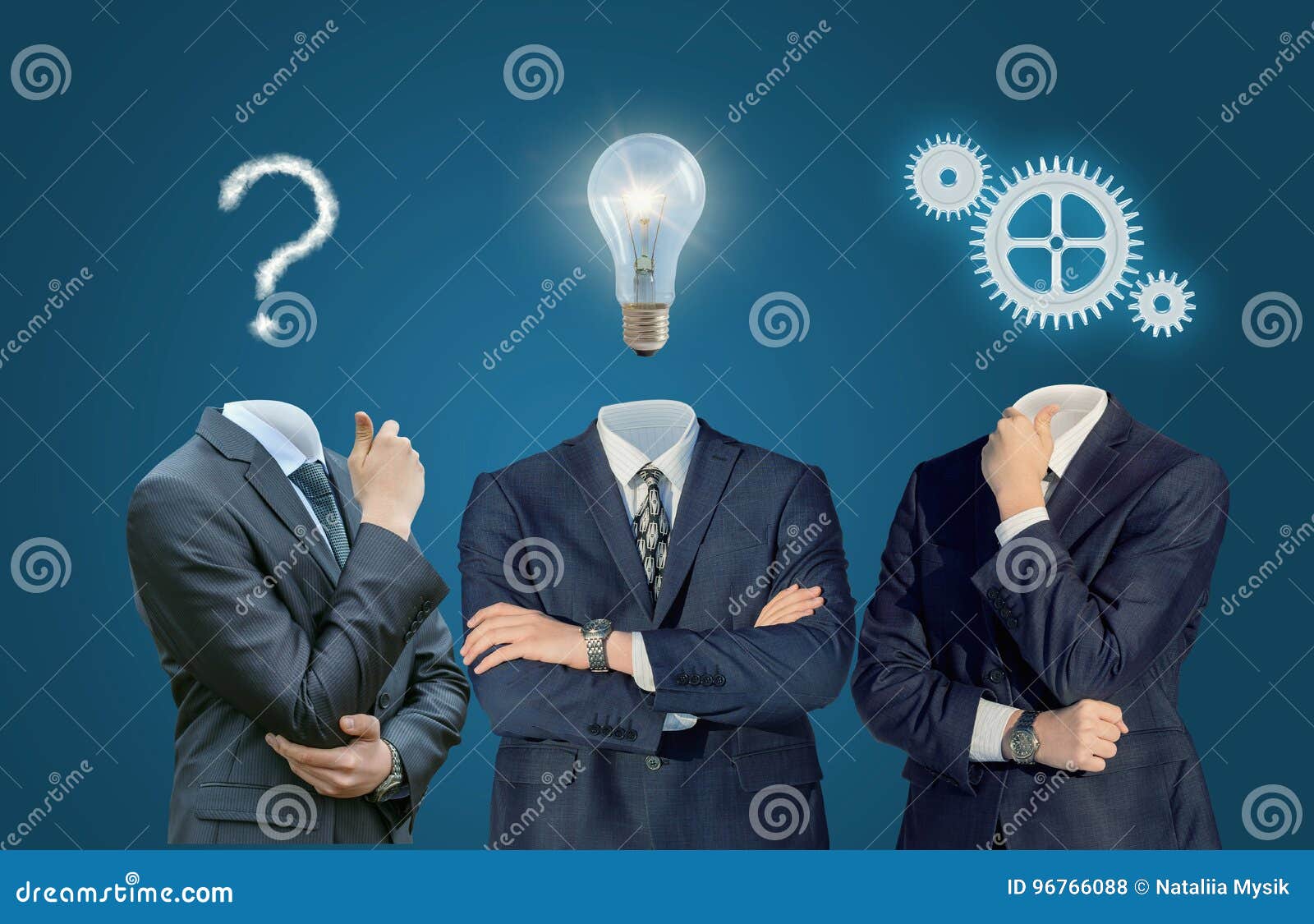 Thinking Businessman from Questions To Ideas . Stock Photo - Image of ...