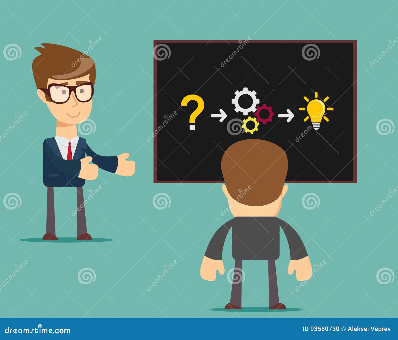 Thinking. Businessman Solving a Problem Stock Vector - Illustration of ...