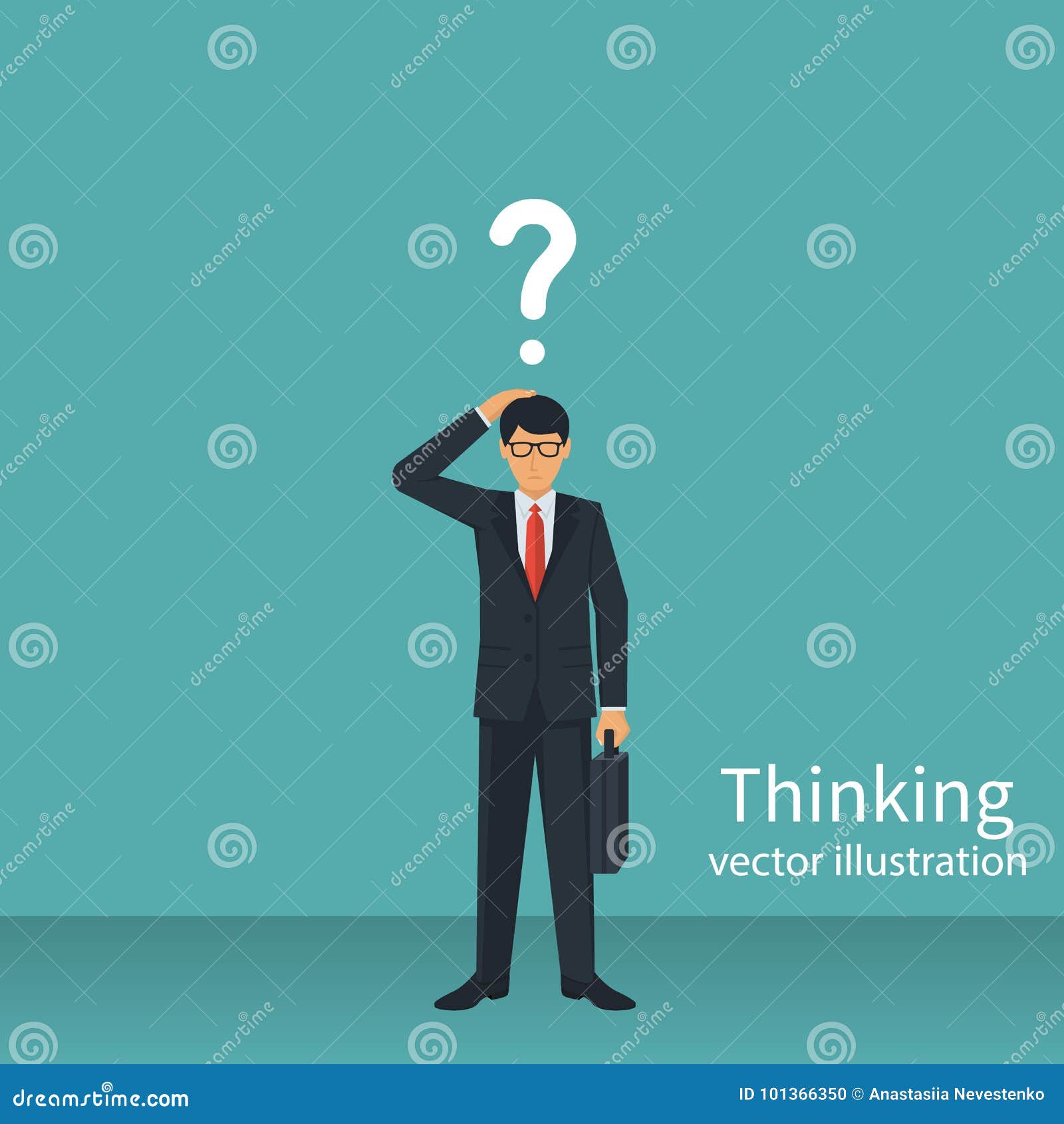 Thinking Businessman Vector Stock Vector - Illustration of face ...